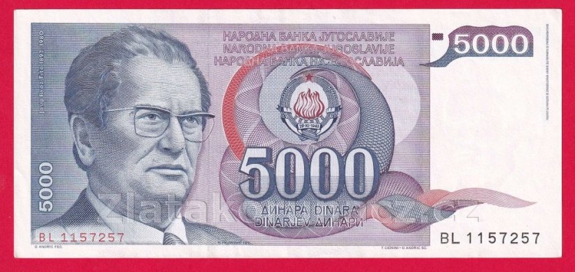 Jugoslávie - 5000 Dinara 1985 :: Numismatika Zlatá Koruna