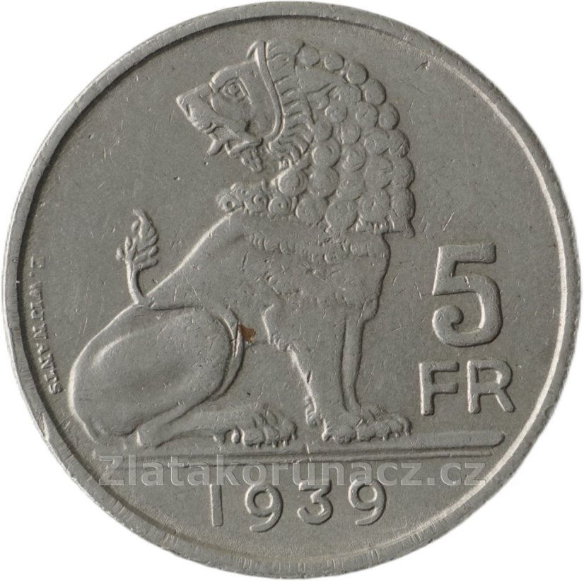 Belgie - 5 francs 1939 - Belgique :: Numismatika Zlatá Koruna